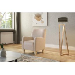 Sessel Home Affaire "Viva", beige, B:74cm H:93cm T:81cm, 100% Polyester, Sessel, Sessel, mit Federkern, mit Buchef&uuml;&szlig;en