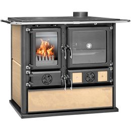 Festbrennstoffherd "&raquo;Cook Premium&laquo; Beige, Aufstellort in deinem Zuhause", schwarz, Kamin&ouml;fen, K&uuml;chenofen, Ofenherd zum Heizen, Kochen & Backen