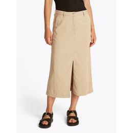 Webrock Tommy Hilfiger "CO TENCEL MIDI SKIRT", Damen, Gr. 36, beige, Web, Obermaterial: 63% Lyocell, 37% Baumwolle, unifarben, straight fit wadenlang, R&ouml;cke, mit Schlitz