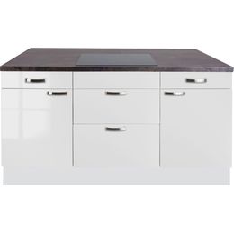 K&uuml;cheninsel KOCHSTATION "KS-Cara", wei&szlig; (k&uuml;che: wei&szlig;, korpus: wei&szlig;, arbeitsplatte: anthrazit), B:160cm T:95cm, Komplettk&uuml;chen-Sets, Vollausz&uuml;ge und Soft-Close-Funktion, Stellbreite 160 x 95 cm