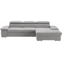 Sit & More Ecksofa SIT & MORE "Valantine L-Form, B: 286 cm", grau, B:286cm H:73cm T:174cm, 100% Polyester, Sofas, Ecksofa, mit Arm- & Kopfteilverstellung, optional mit Bettfunktion