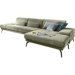 Recamiere DIE PLANBAR "MP-IN20126 L-Form mit Kaltschaum-Polsterung", gr&uuml;n, B:328cm H:82cm T:190cm, 100% Polyester, Sofas, Recamiere, mit Kopfteilverstellung, optional Sitztiefen- & Armteilverstellung