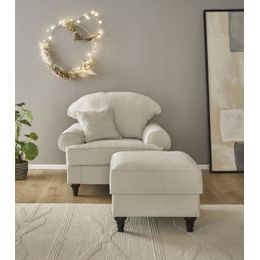 Sessel Home Affaire "WESTMINSTER", beige (elfenbein), B:110cm H:95cm T:100cm, 92% Polyester / 8% Nylon, Sessel, Sessel, mit Federkern-Polsterung