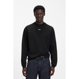 Langarmshirt Hugo "Daposo", Herren, Gr. XL, schwarz001, Single Jersey, Obermaterial: 100% Baumwolle, unifarben, relaxed fit normal, Rundhals, B&uuml;ndchen, Shirts Langarmshirt, Rundhalsausschnitt, Relaxed Fit, &Auml;rmelb&uuml;ndchen