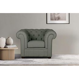 Sessel Home Affaire "CHARENTE, Chesterfield, Wellenfederung, Ma&szlig;e B/T/H: 105/89/74 cm", gr&uuml;n (oliv), B:105cm H:74cm T:89cm, 100% Polyester, Sessel, Sessel, mit edler Knopfheftung und typischen Armlehnen
