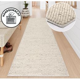 L&auml;ufer OTTO HOME "Wolly, handgewebt, Handweb Teppich" Gr. 12, beige (natur), B:70cm H:14mm L:240cm, Kunstfaser, Wolle, Teppiche, L&auml;ufer, Wolle, Br&uuml;cke, Flur, Schlafzimmer, Wohnzimmer