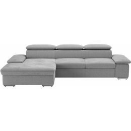 Sit & More Ecksofa SIT & MORE "Valantine L-Form, B: 286 cm", grau, B:286cm H:73cm T:174cm, 100% Polyester, Sofas, Ecksofa, mit Arm- & Kopfteilverstellung, optional mit Bettfunktion
