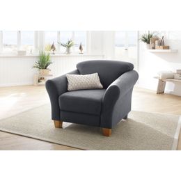 Sessel Home Affaire "Gotland", grau (dunkelgrau), B:110cm H:84cm T:89cm, Luxus-Microfaser ALTARA NUBUCK (100% Polyester);90% Polyester/10% Polyamid Luxus-Microfaser (100% Polyester);Struktur (100% Polypropylen), Sessel, Sessel, in drei Bezugsqualit&auml;ten