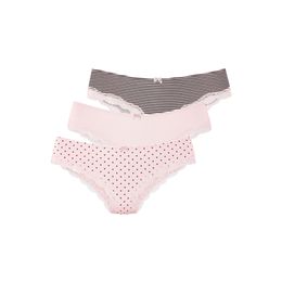 Slip Lascana, Damen, Gr. 36/38, rosa (ros&eacute;, gepunktet, gestreift, uni), Obermaterial: 95% Baumwolle, 5% Elasthan. Spitze: 87% Polyamid, 13% Elasthan, gepunktet, gestreift, unifarben, Unterhosen Slip, aus elastischer Baumwolle mit zarter Spitze