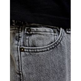 Jack & Jones Shorts JACK & JONES JUNIOR "JJIRON JJORIGINAL SHORTS AKM 011 SN JNR", M&auml;dchen, Gr. 140, N-Gr, grau (schwarz denim), Web, Obermaterial: 100% Baumwolle, unifarben, relaxed fit kniebedeckend, Hosen Shorts