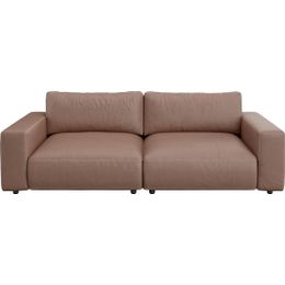 Big-Sofa Musterring "LUCIA Mega Sofa, hoher Sitzkomfort, Breite 252cm, Kontrastnaht", braun (hasel bax), B:252cm H:81cm T:124cm, Flachgewebe FLORIS (100% Polyester);Flachgewebe VALMONT (60% Baumwolle/ 40% Leinen);Microfaser CRONA (100% Polyester), Sofas, Big-Sofa, in vielen Qualit&auml;ten und 4 unterschiedlichen N&auml;hten, 2,5-Sitzer
