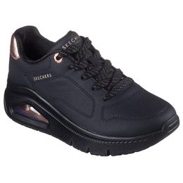 Sneaker Skechers "UNO ICON", Damen, Gr. 40, schwarz, Leder, Schuhe Sneaker, Schn&uuml;rschuh, Freizeitschuh in bequemer Form