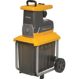 Leiseh&auml;cksler STIGA GARDEN "Bio Silent 2500", gelb, 4cm, H&auml;cksler, 2500 W, leise Walzentechnik, mit Stopfer und R&uuml;cklauffunktion