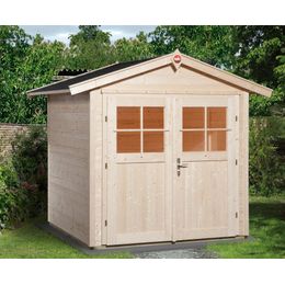 Gartenhaus Weka "224 Gr.1", beige (naturbelassen), Fu&szlig;boden im Gartenhaus, ohne Dacheindeckung, Massivholz, Gartenh&auml;user, Gartenhaus