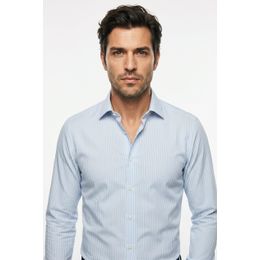 Langarmhemd OLYMP "Level Five", Herren, Gr. 38, N-Gr, bleu, Web, Obermaterial: 100% Baumwolle, k&ouml;rpernah normal, 2-Knopf-Manschette, Hemden, Businesshemd, body fit, New-York-Kentkragen