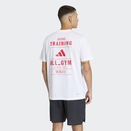 T-Shirt adidas Performance "M TR CAT G T", Herren, Gr. L, wei&szlig;, pure ruby, Obermaterial: 65% Polyester, 35% Baumwolle, Shirts T-Shirt, f&uuml;r sportliche Aktivit&auml;ten, kurze &Auml;rmel, atmungsaktiv