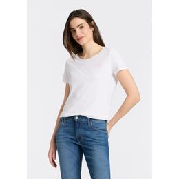T-Shirt Mustang, Damen, Gr. L, general wei&szlig;, Jersey, Obermaterial: 100% Baumwolle, normal normal, Rundhals, Shirts T-Shirt, normale Passform, Kurzarm-Design