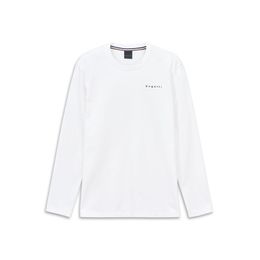 Langarmshirt Bugatti "Basic", Herren, Gr. L, wei&szlig; (10, wei&szlig;), 100% Baumwolle, unifarben, normal, Rundhals, Shirts Langarmshirt, aus Baumwolle Modern Fit