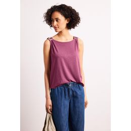 Shirttop Street One, Damen, Gr. 34, schwarz clouded blush, Stoff, 95% Viskose, 5% Elasthan, unifarben, regular fit normal, U-Boot-Ausschnitt, abgesteppt, Tops Shirttop, mit Flammgarn