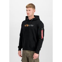 Hoodie Alpha Industries "Alpha Label Hoodie", Herren, Gr. L, schwarz, Obermaterial: 80% Baumwolle, 20% Polyester, regular fit, Sweatshirts Hoodie