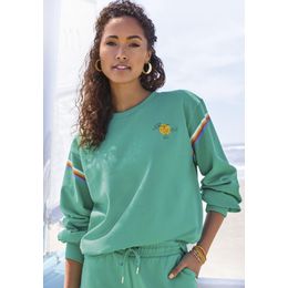Sweatshirt Bench., Damen, Gr. 32/34, aqua, Sweatware, Obermaterial: 60% Baumwolle, 40% Polyester, bedruckt, unifarben, bequem h&uuml;ftlang, Rundhals, weit Rippb&uuml;ndchen, Sweatshirts Sweatshirt, mit modischen Druck Details, Loungewear