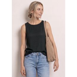 Mesh-Top Street One, Damen, Gr. 34, schwarz (deep bound gr&uuml;n), Jersey, Obermaterial: 100% Polyester, unifarben, regular fit h&uuml;ftbedeckend, Rundhals, abgesteppte Kante, Tops, 2-in-1-Sommertop in Unifarben