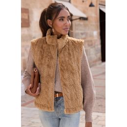 Rundhalspullover Lascana, Damen, Gr. 32/34, braun (taupe meliert), Strick, Obermaterial: 52% Polyester, 44% Polyacryl, 4% Elasthan, meliert, figurumspielend h&uuml;ftlang, Rundhals, mit Kn&ouml;pfen, Pullover Rundhalspullover, mit Zierkn&ouml;pfen, Winterpullover, kuscheliges Basic