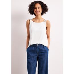 Shirttop Street One, Damen, Gr. 34, sanftes wei&szlig;, Stoff, 95% Viskose, 5% Elasthan, unifarben, regular fit normal, U-Boot-Ausschnitt, abgesteppt, Tops Shirttop, mit Flammgarn