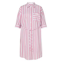 JOOP! Hemdblusenkleid JOOP "Dua", Damen, Gr. L, N-Gr, open pink, Web, Obermaterial: 100% Baumwolle, loose fit knieumspielend, Manschette, Kleider, klassische H-Linie, im Streifen-Design