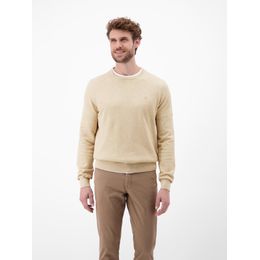 Strickpullover Lerros "Sportiver Strickpullover", Herren, Gr. L, tender beige melange, 100% Baumwolle, Rundhals, Pullover Strickpullover, Grober Strickpullover in Two-Tone-Optik, sportlicher Stil