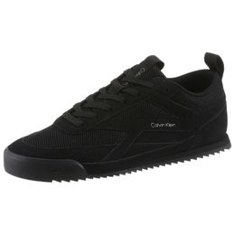 Sneaker Calvin Klein "LOW PRO RUNNER MIX MAT", Herren, Gr. 40, schwarz, Leder, Textil, Mesh, aufgeraut, unifarben, Basic, Schuhe Sneaker, Freizeitschuh, Halbschuh, Schn&uuml;rschuh mit seitlichem Logoschriftzug