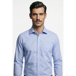 Businesshemd OLYMP "Luxor modern fit", Herren, Gr. 42, N-Gr, blau (bleu), Web, Obermaterial: 100% Baumwolle, Hemden