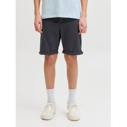Jack & Jones Shorts JACK & JONES JUNIOR "JPSTRICK DYLAN ORIGINAL SHORTS JNR", M&auml;dchen, Gr. 128, N-Gr, schwarz navy, Web, Obermaterial: 98% Baumwolle, 2% Elasthan, unifarben, normal, Hosen Shorts