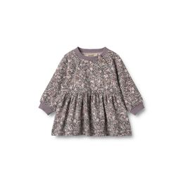 Shirtkleid Wheat "Wheat Jersey Dress L/S Dorthea", M&auml;dchen, Gr. 80, lila stone flowers, 95% Baumwolle (Bio), 5% Elasthan, normal, Rundhals, Kleider Shirtkleid