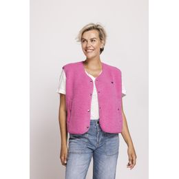 Kurzweste Zhrill "ZHEREN", Damen, Gr. L, pink, Fleece, Obermaterial: 100% Polyester, h&uuml;ftlang, Westen, mit Druckknopfverschluss, mit Eingrifftaschen, bequeme Passform