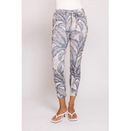 Stoffhose Zhrill "ZHCHIARA CASUAL", Damen, Gr. S, N-Gr, sand, Web, Obermaterial: 67% Polyester, 28% Viskose, 5% Elasthan, gemustert, schmal lang, Hosen Stoffhose, schmale Passform, f&uuml;r den Alltag, mit Bindeband und Gummizug