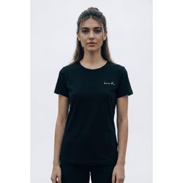 T-Shirt BOSS Orange "Elove Premium Damenmode", Damen, Gr. S, schwarz 001, Single Jersey, Obermaterial: 100% Baumwolle, unifarben, slim fit normal, Rundhals, Shirts T-Shirt, im Slim Fit, bestickt