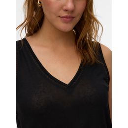 V&eacute;ro Moda Shirttop VERO MODA "VMGINA LACE TANK TOP JRS NOOS", Damen, Gr. XL, schwarz, Jersey, Obermaterial: 51% Viskose, 37% Polyester, 8% Leinen, 4% Elasthan, unifarben, normal, V-Ausschnitt, Tops Shirttop, Viskosemischung