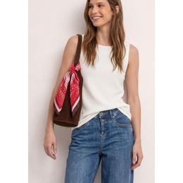 Mesh-Top Street One, Damen, Gr. 36, wei&szlig; (sanftes wei&szlig;), Jersey, Obermaterial: 100% Polyester, unifarben, regular fit h&uuml;ftbedeckend, Rundhals, abgesteppte Kante, Tops, 2-in-1-Sommertop in Unifarben