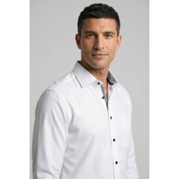 Businesshemd OLYMP "Luxor modern fit", Herren, Gr. 45, N-Gr, grau (wei&szlig;, anthrazit, kontrastfarbene details), Web, Obermaterial: 100% Baumwolle, tailliert, 1-Knopf-Manschette verstellbar, Hemden, mit kontrastfarbigen Details