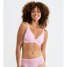 B&uuml;gelloser BH Sloggi "ZERO Feel Bliss THE UP", Damen, Gr. L, N-Gr, floral pink, Spitze, Obermaterial: 76% Polyamid, 24% Elasthan, BHs, Spitzenoptik, Lift-Up Effekt, mit herausnehmbaren atmungsaktiven Pads