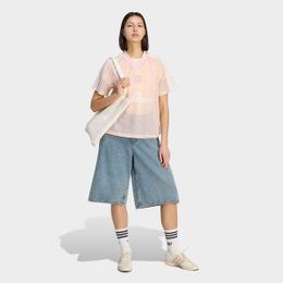 T-Shirt adidas originals "KNIT JERSEY", Damen, Gr. M, sandy pink, sandy pink, Obermaterial: 99% Polyester, 1% Elasthan, V-Ausschnitt, Shirts T-Shirt