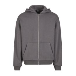 Strickpullover Urban Classics "Urban Classics Fluffy Zip Cardigan", Herren, Gr. XS, grau (magnet), 70% Baumwolle, 30% Polyester, unifarben, normal, ohne Ausschnitt, Pullover Strickpullover