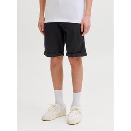 Jack & Jones Shorts JACK & JONES JUNIOR "JPSTRICK DYLAN ORIGINAL SHORTS JNR", M&auml;dchen, Gr. 128, N-Gr, schwarz, Web, Obermaterial: 98% Baumwolle, 2% Elasthan, unifarben, normal, Hosen Shorts