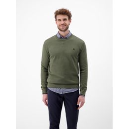 Strickpullover Lerros "Sportiver Strickpullover", Herren, Gr. L, nordic olive, 100% Baumwolle, Rundhals, Pullover Strickpullover, Grober Strickpullover in Two-Tone-Optik, sportlicher Stil