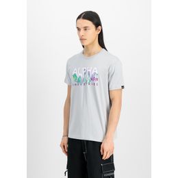 T-Shirt Alpha Industries "Nebula T-Shirt", Herren, Gr. L, grau (pastel grau), Obermaterial: 100% Baumwolle, Shirts T-Shirt