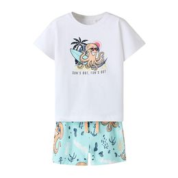 name it 2tlg. Outfit "Flaz" in Wei&szlig;/ T&uuml;rkis - 36% | Gr&ouml;&szlig;e 104 | Kinder-oberteile