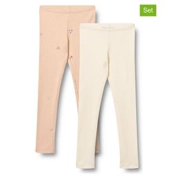 Wheat 2er-Set: Leggings "Jules" in Orange/ Creme - 42% | Gr&ouml;&szlig;e 140 | Kinderhosen