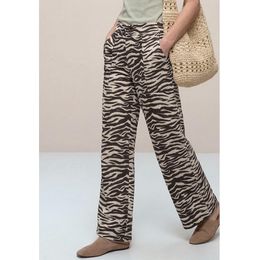 Street One Hose in Dunkelbraun/ Creme - 51% | Gr&ouml;&szlig;e 34/L30 | Damenhosen
