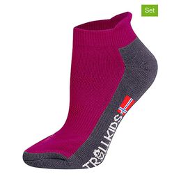 Trollkids 2er-Set: Wandersocken "Low Cut Socks II" in Fuchsia - 19% | Gr&ouml;&szlig;e 27-30 | Kinder-outdoor-waesche